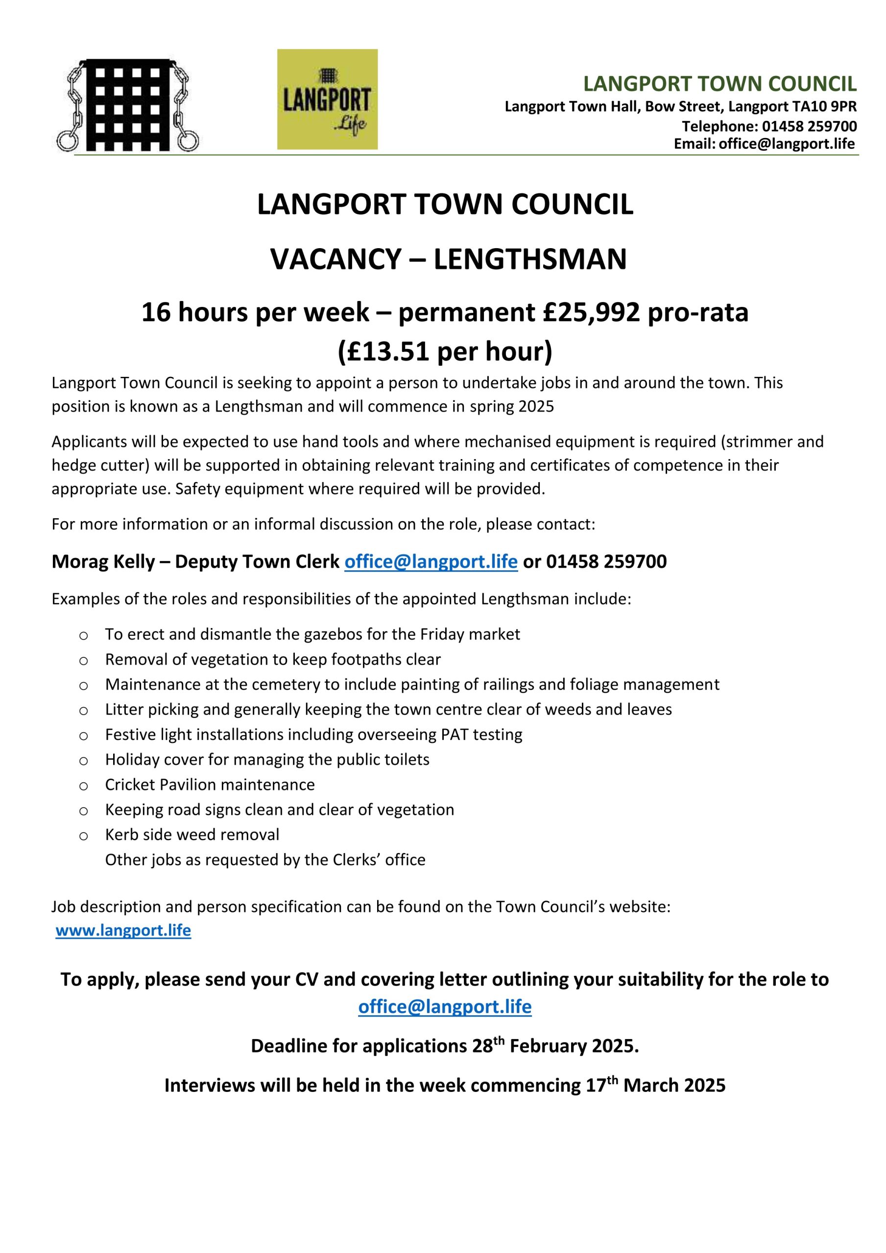 We're Hiring! - Langport Life